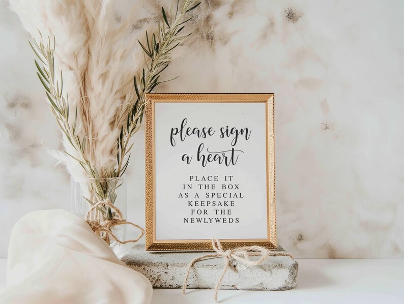 Please Sign A Heart as A Keepsake for the Newlyweds, Modern Minimalist ...