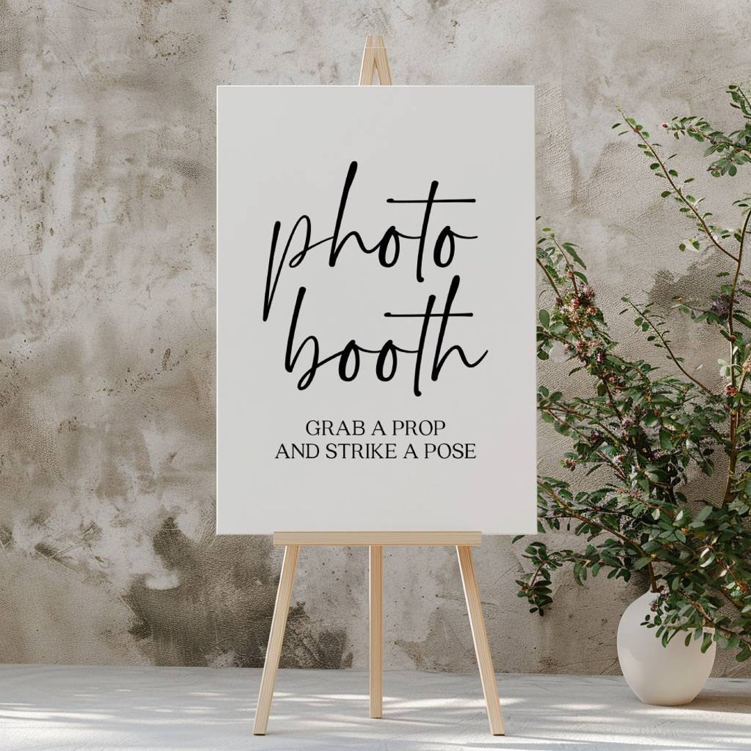 Photo Booth, Grab A Prop and Strike A Pose, Modern Minimalist Wedding ...