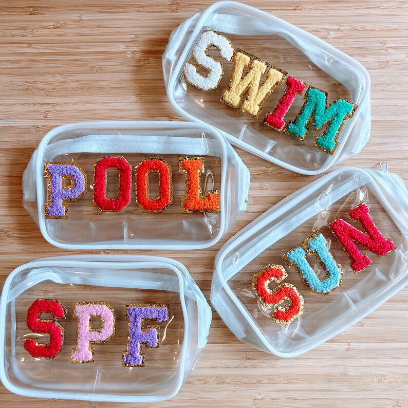 POOL, BEACH, SUN Vinyl Zip Pouch / Bag // Custsomizable // for All Your ...