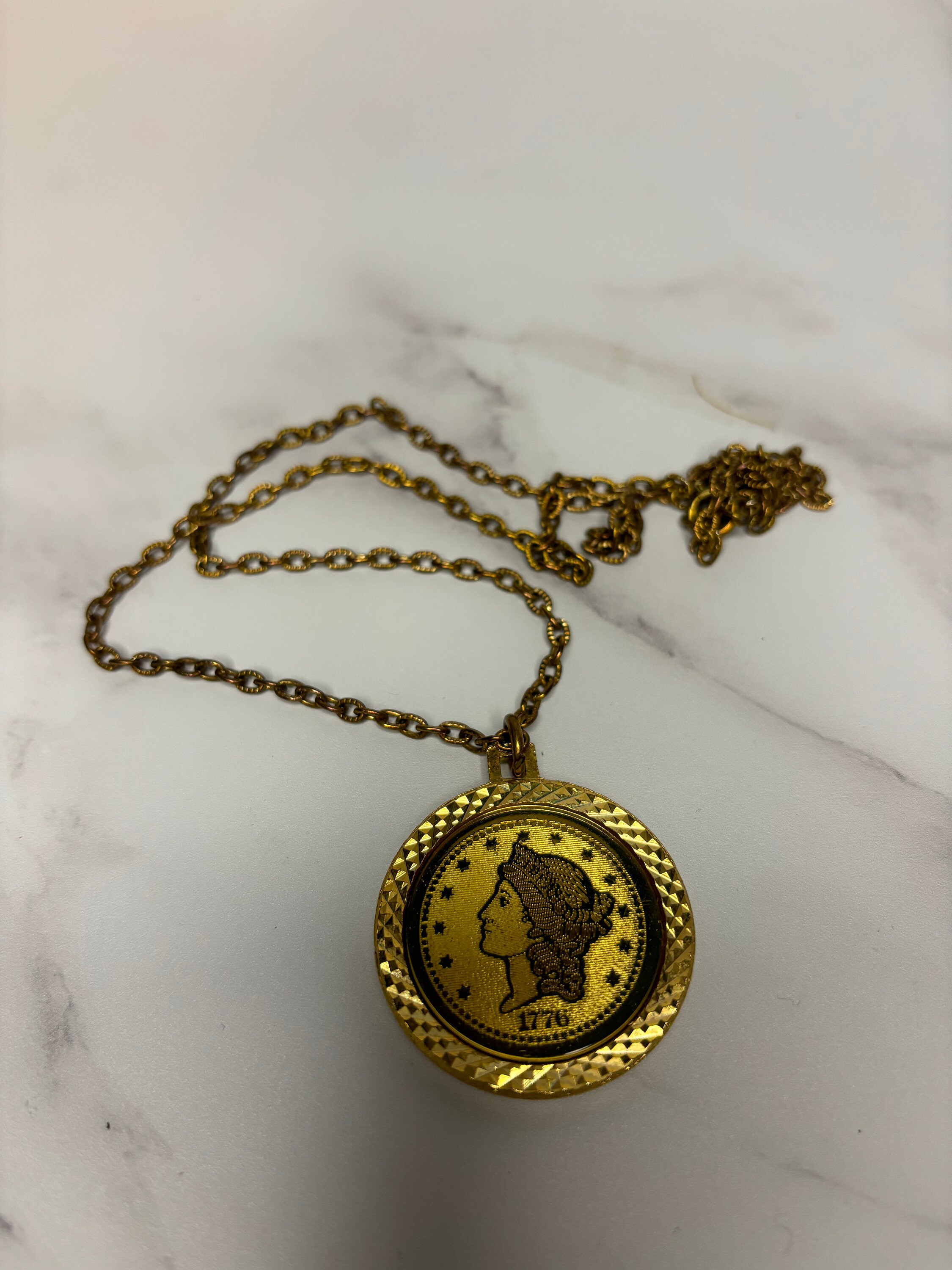 Vintage 1776 Twenty Gold Tone Coin Pendant - Etsy