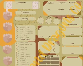 Monk Character Sheet - Etsy UK