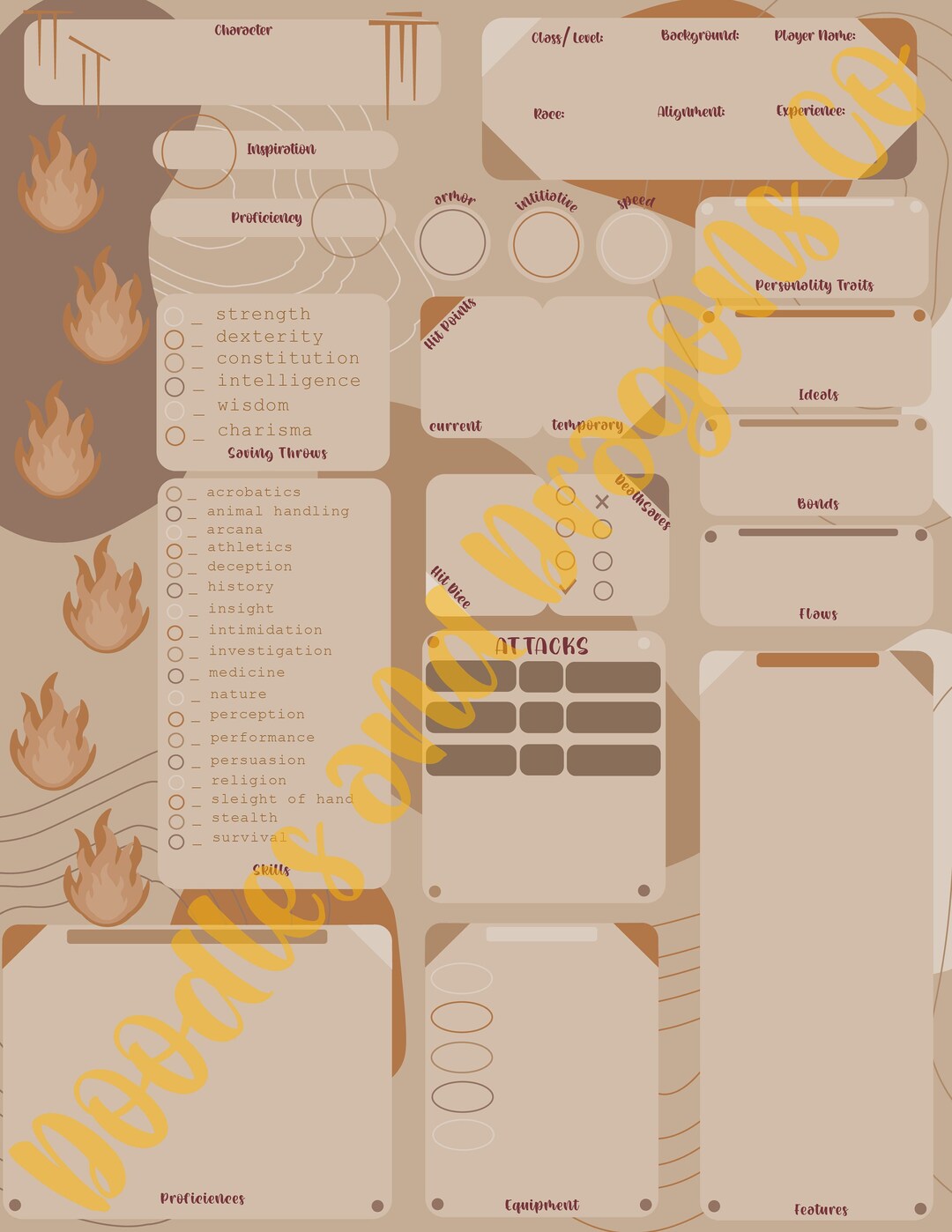 Sorcerer Character Sheet Etsy