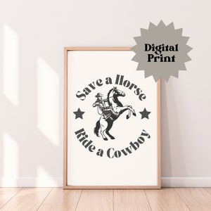 Western Wall Art Western Room Decor Country Poster Neutral Cowboy Print ...