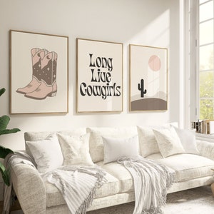 Pink Western Print College Dorm Decor Western Room Decor Girly Wall Art ...