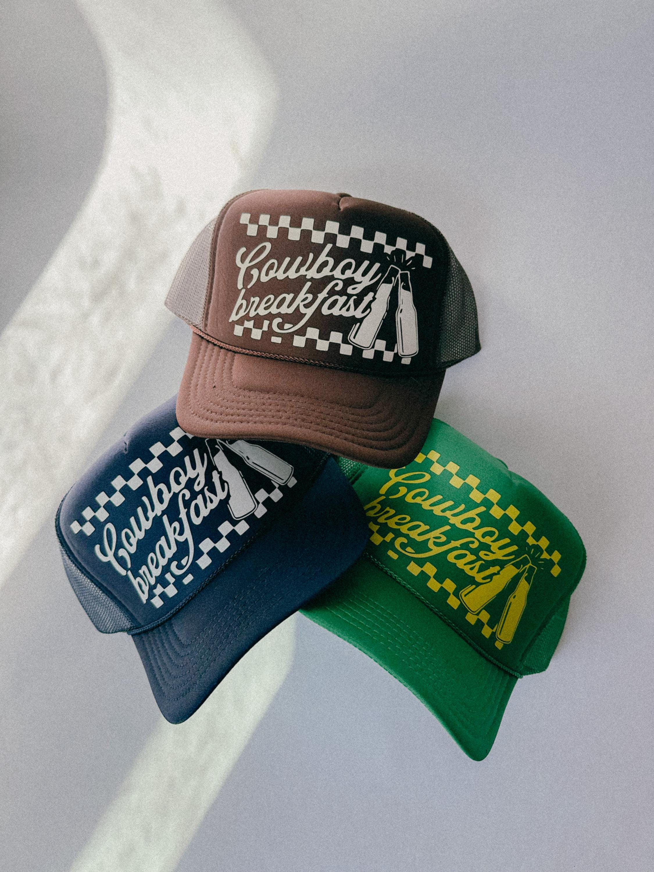 Cowboy Beer Breakfast Trucker Hat Western Cowboy Trucker Hat Custom ...