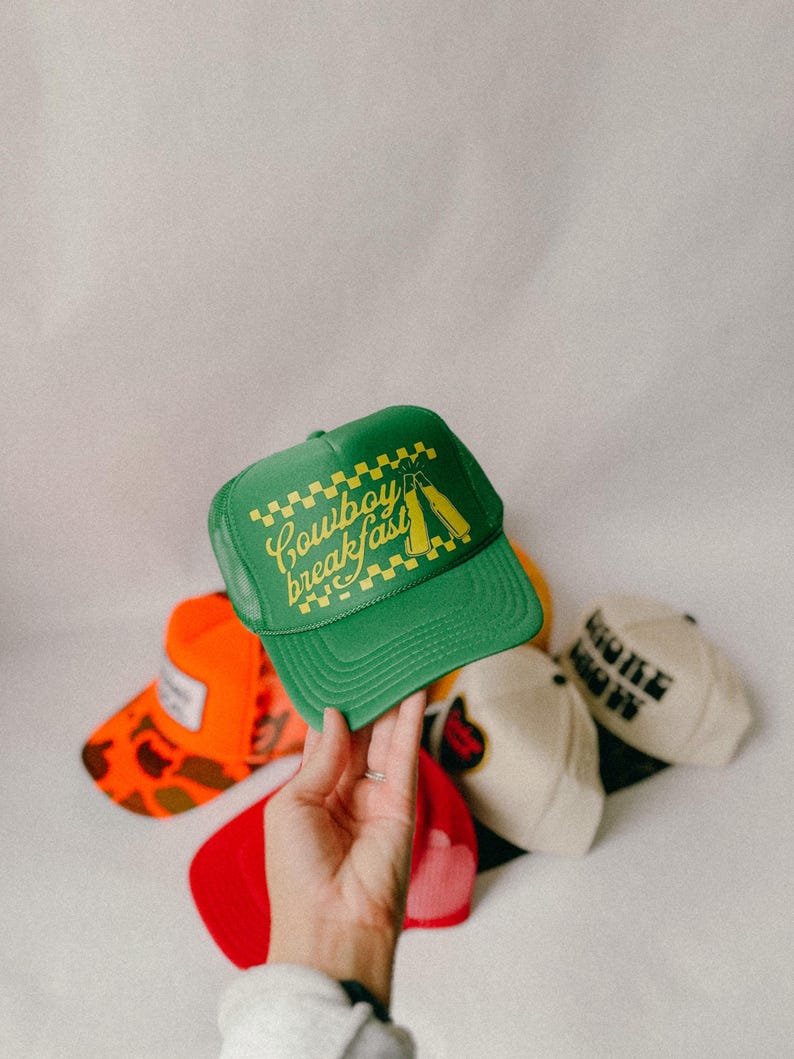 Cowboy Beer Breakfast Trucker Hat Western Cowboy Trucker Hat Custom ...