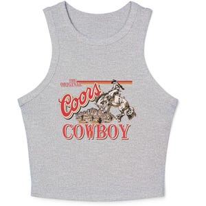 Coors Cowboy Tank Top Western Top Women Concert Crop Tank Top Ribbed ...