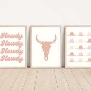 Pink Cowgirl Feminine Wall Decor Howdy Pink Poster Cowboy Boot Wall ...