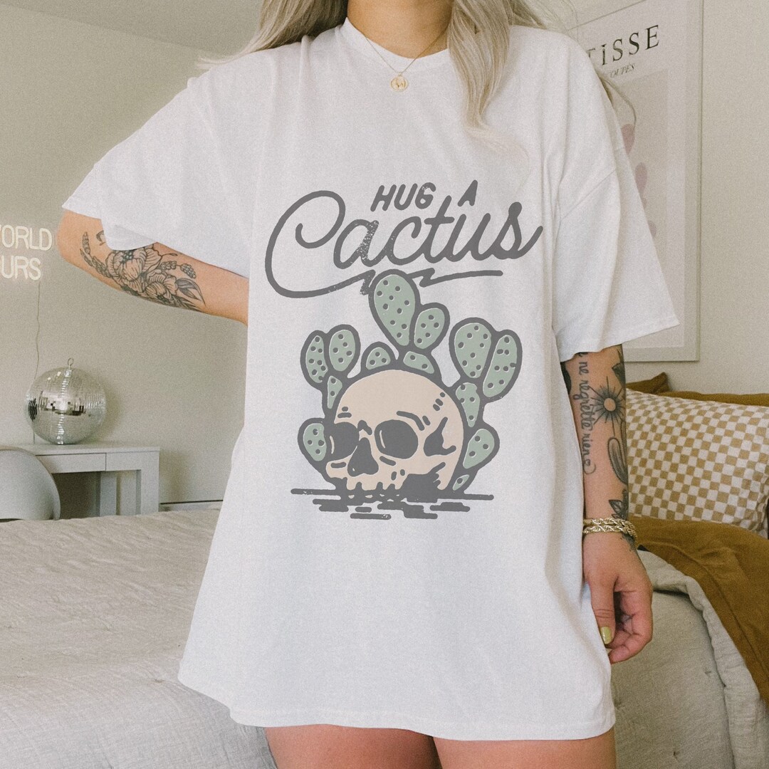 Hug a Cactus T-shirt Graphic Boho Cactus Shirt Skull Boho Tee for Women ...
