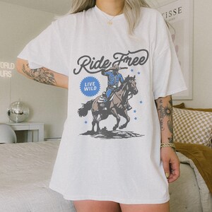 Rodeo Cowboy Shirt Festival Tee Graphic Oversized T-shirt Lazy Outfit ...