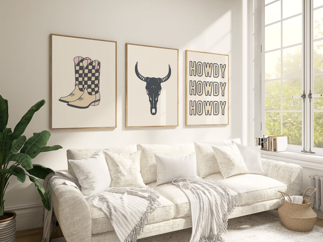 Cowgirl Gallery Print Dorm Room Girly Wall Decor Western Neutral Retro ...