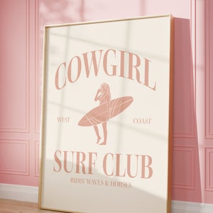 Coastal Cowgirl Wall Print Western Room Decor Pink Cowgirl Poster ...