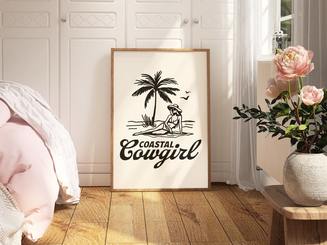 Beach Wall Art Cowgirl Coastal Vibes Poster Beach House Decor Girly ...