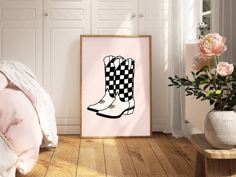 Trendy College Dorm Decor Cowgirl Inspired Wall Art Cowboy Boot Print ...