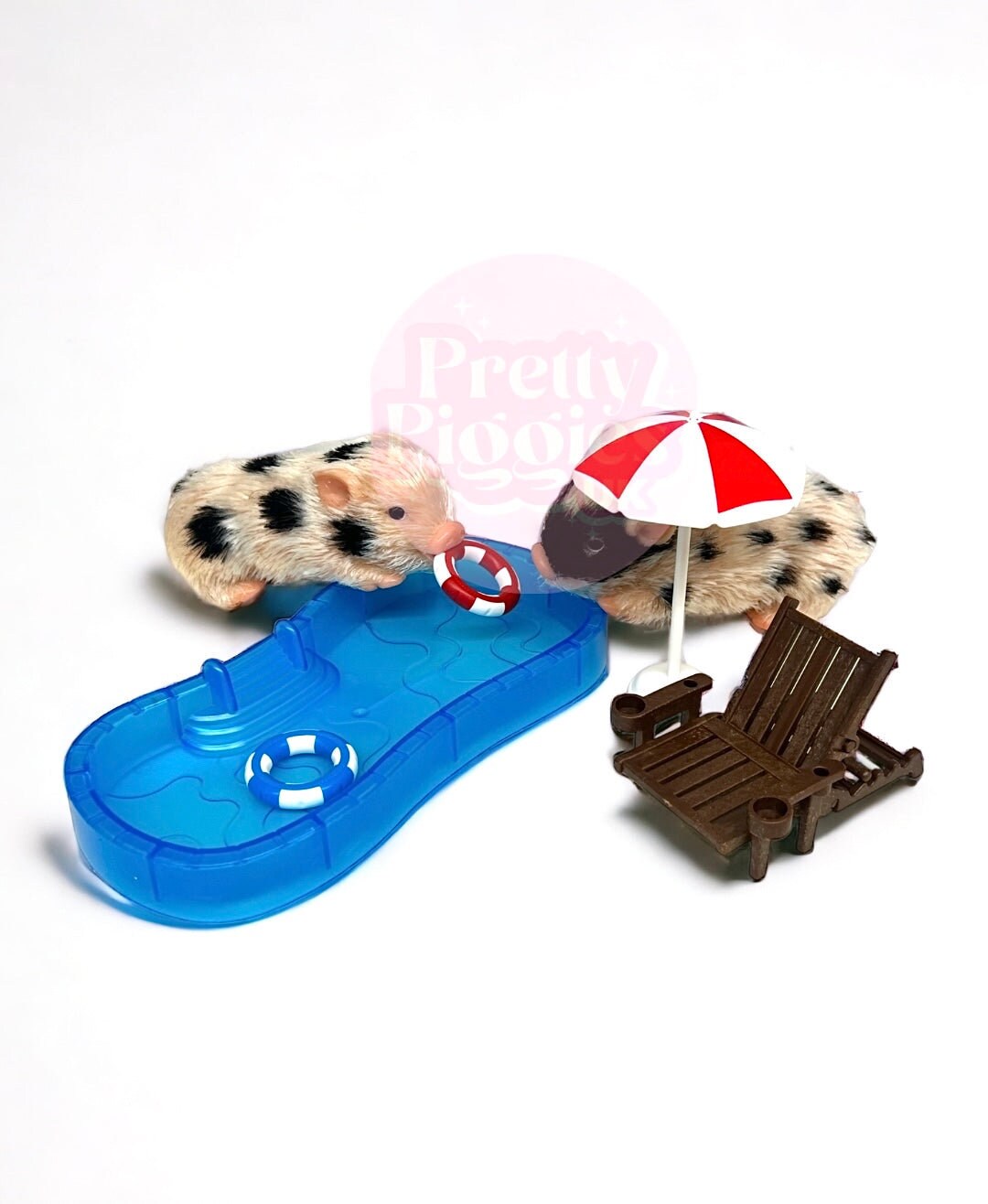 Miniature Silicone Piglet Swimming Pool Set Fun Addition to Dollhouse ...
