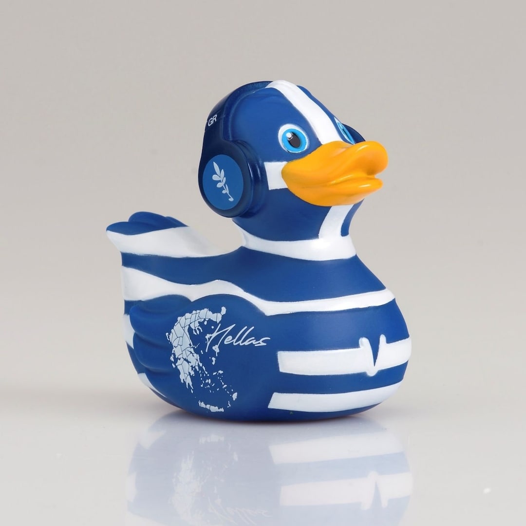 Greek Flag Rubber Duck, Vinyl Duckling Figurine, Hellas Flag, Blue ...