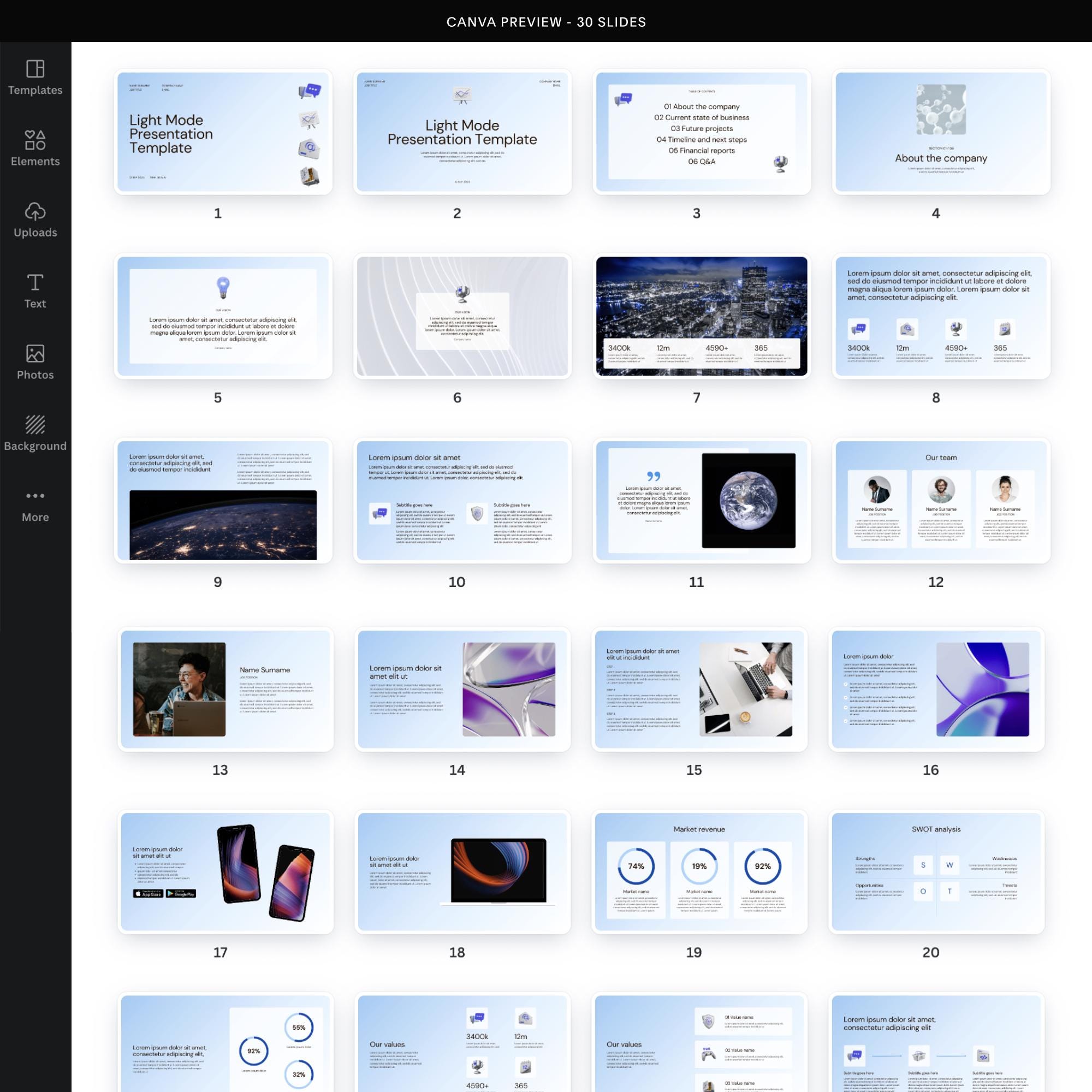 Light Blue Business Technology Canva Presentation With Icons Course ...
