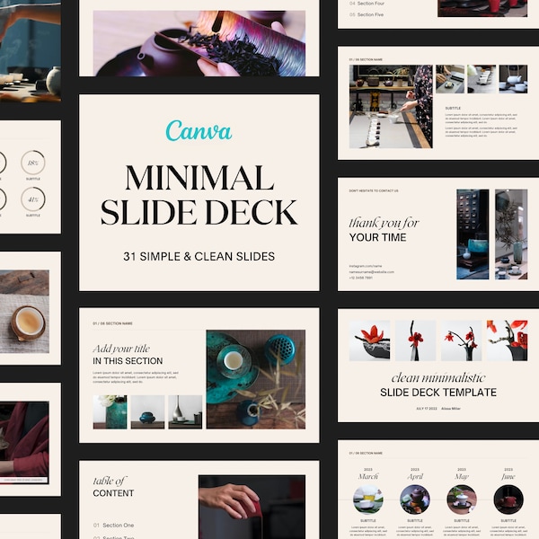 Presentation Deck 30 Slides Beige Minimal Template Webinar Pitch Deck ...
