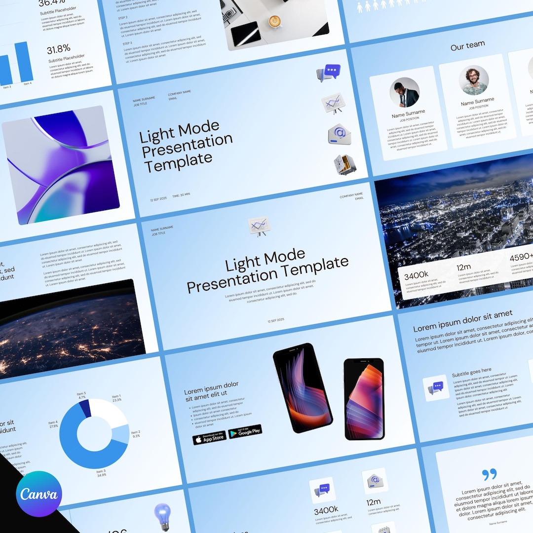 Light Blue Business Technology Canva Presentation With Icons | Course ...