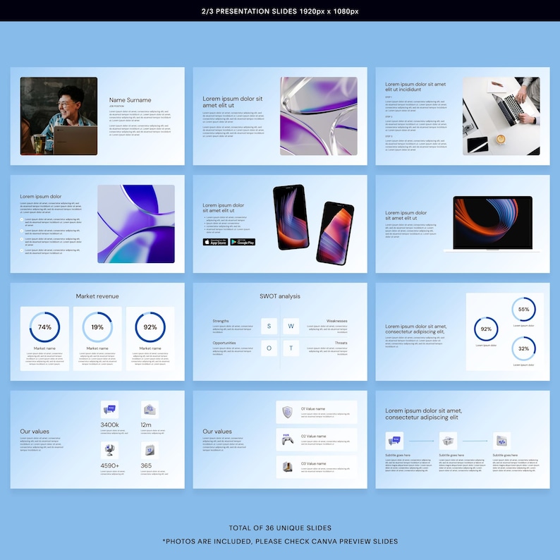 Light Blue Business Technology Canva Presentation With Icons | Course ...