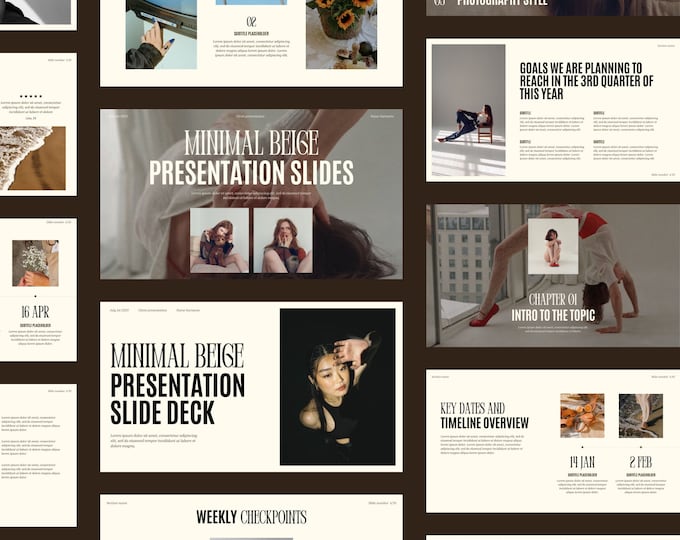 Presentation Deck - 30 Slides Beige Minimal Template | Webinar | Pitch ...