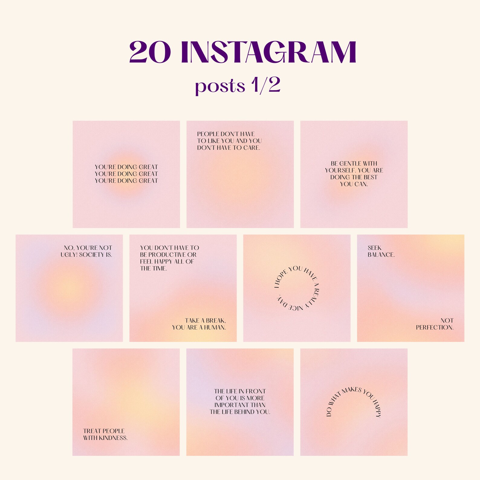Pink Gradient Instagram Post and Stories Quote Templates for Engagement ...