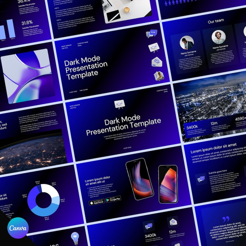 Dark Blue Business Technology Canva Presentation Slide Deck | Course ...