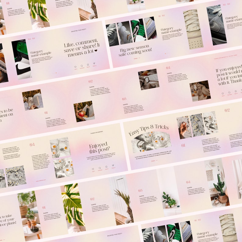 Pink Gradient Instagram Posts Carousel for Small Business and ...