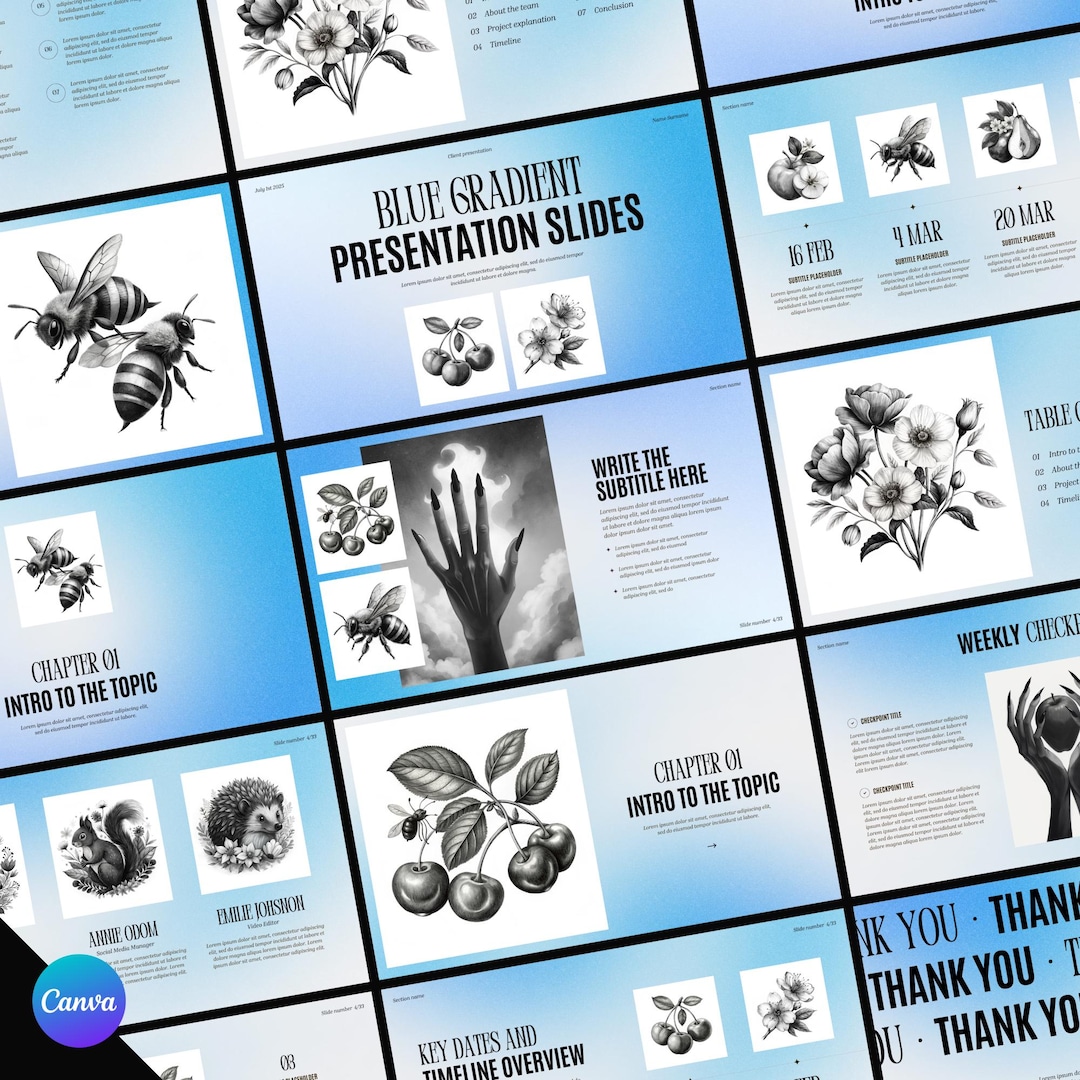 Blue Gradient Presentation Design Template - 30 Canva Slides | Webinar ...