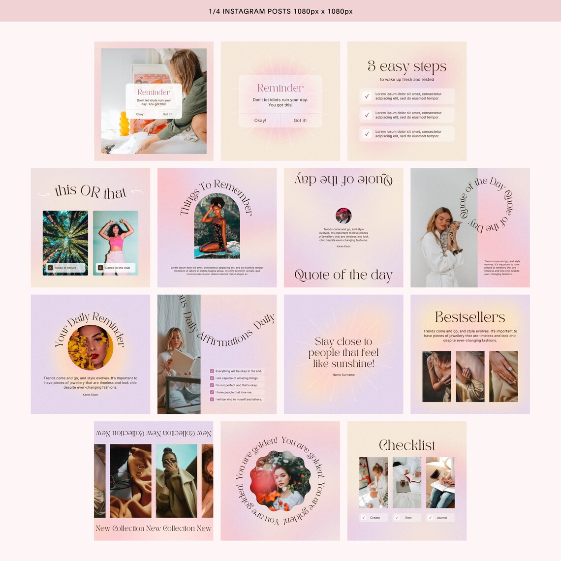 50 Pink Gradient Instagram Posts for Small Business and - Etsy