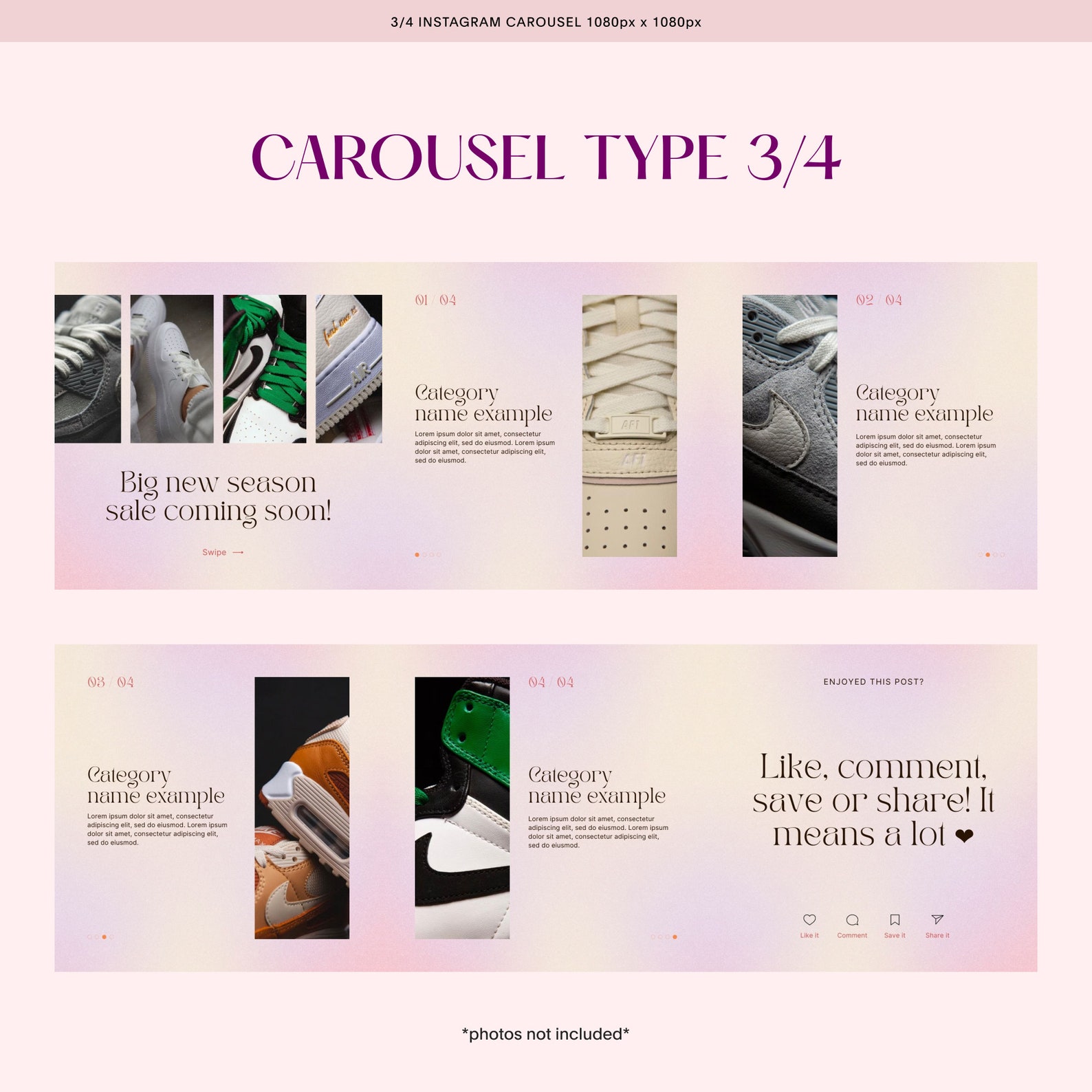 Pink Gradient Instagram Posts Carousel for Small Business and ...