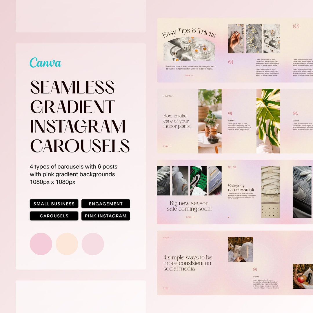 Pink Gradient Instagram Posts Carousel for Small Business and ...