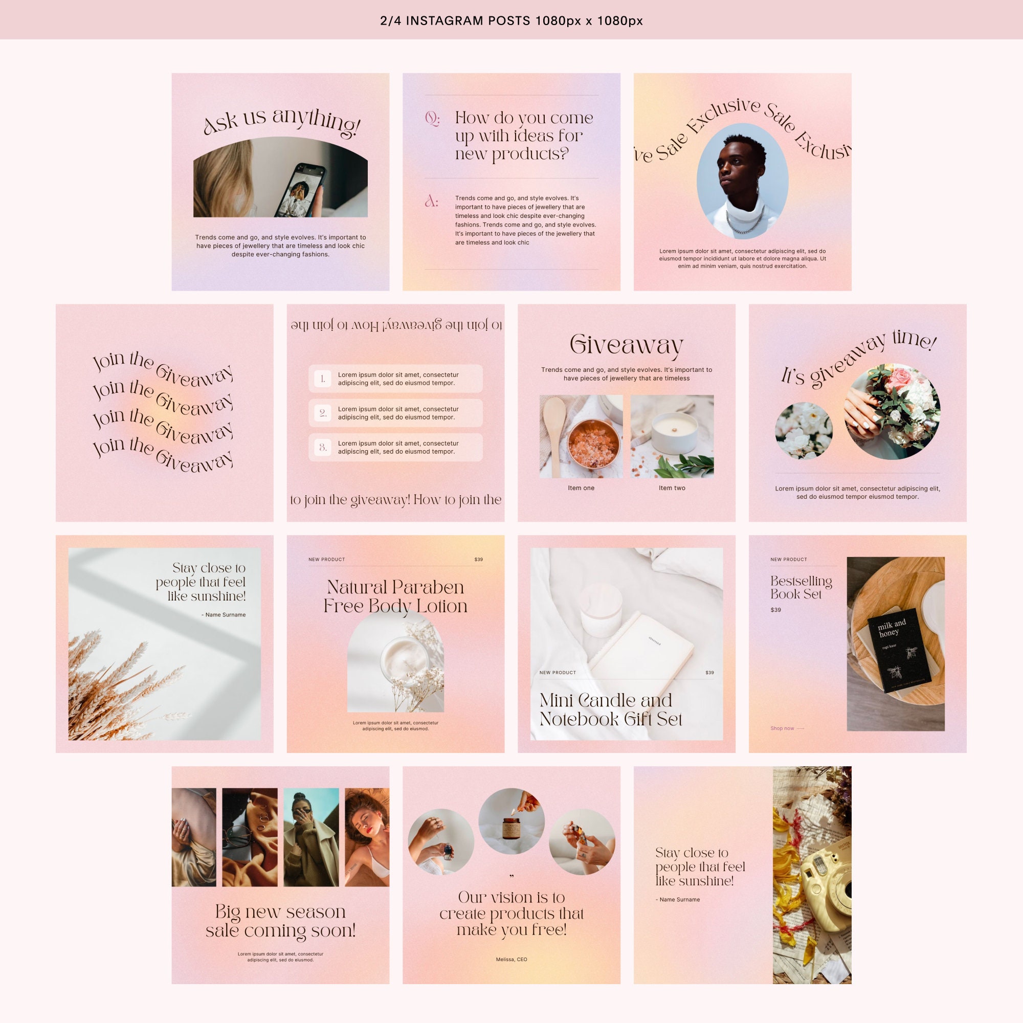 50 Pink Gradient Instagram Posts for Small Business and - Etsy