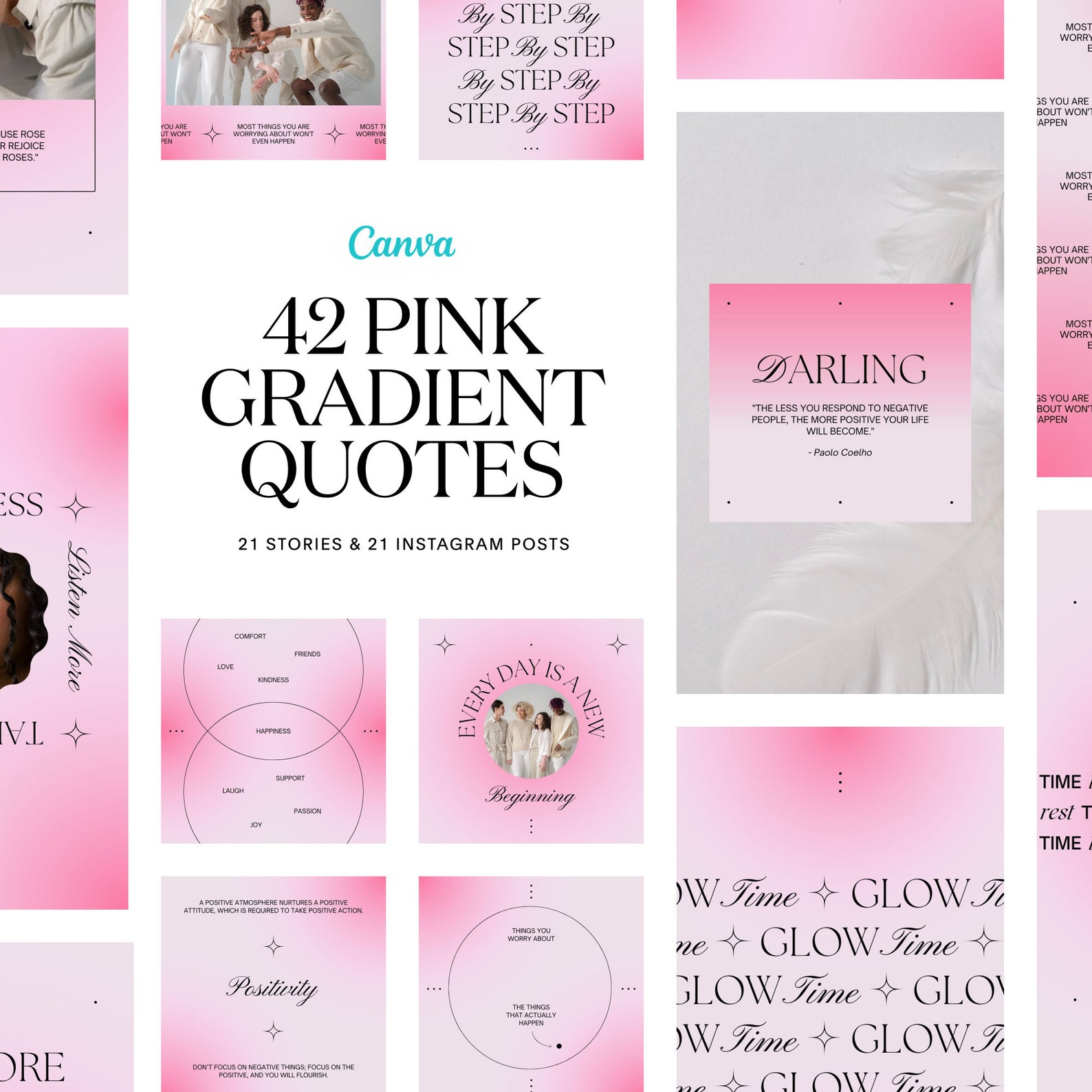 42 Pink Gradient Instagram Posts and Story Quotes for Small - Etsy