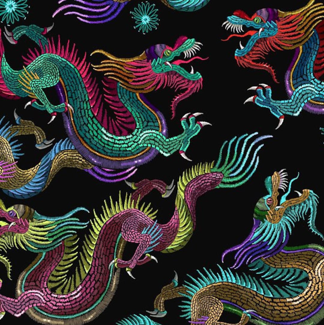 Chinese Dragons Velvet Upholstery Fabric by the Yard - Etsy