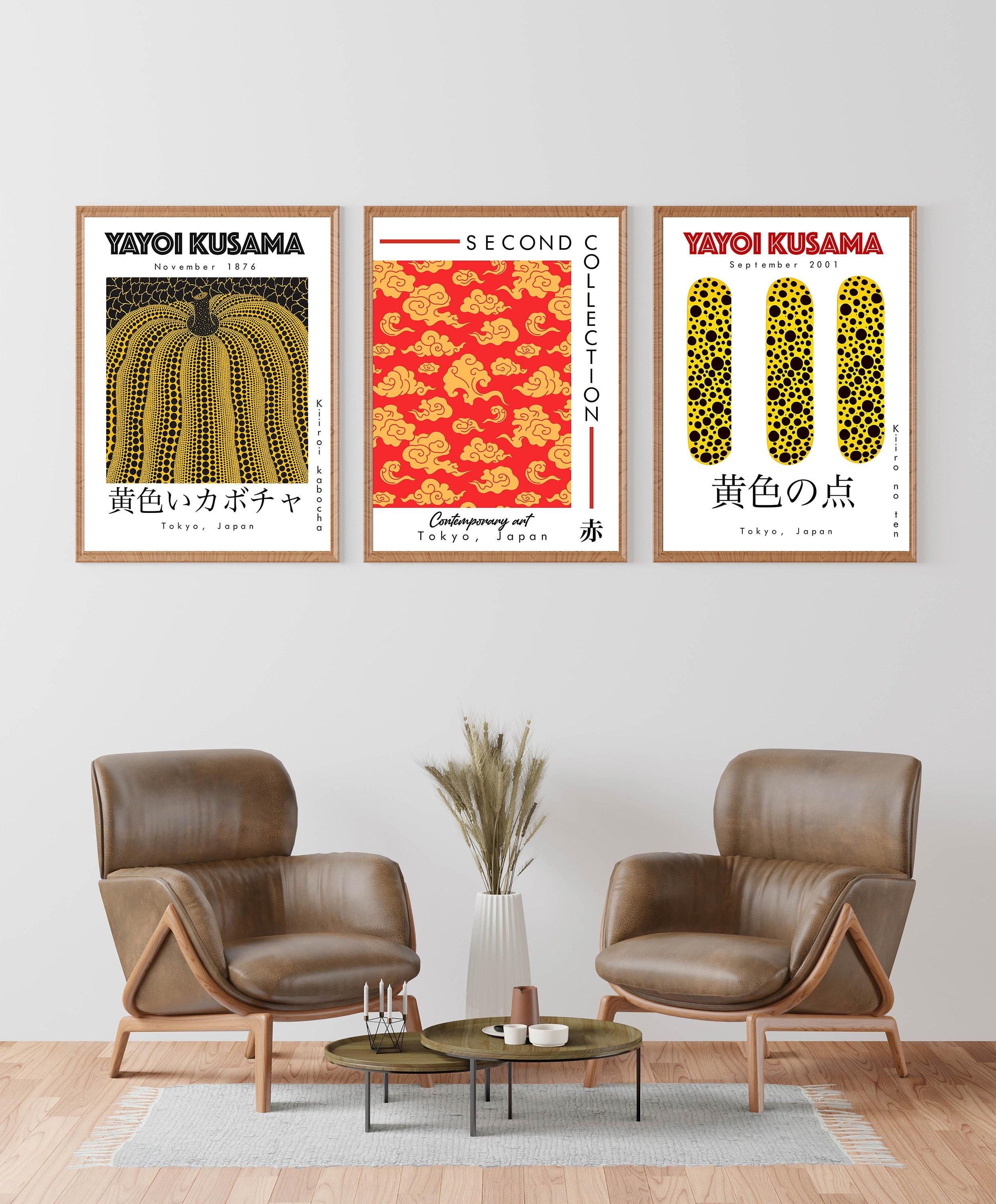 Art & Collectibles Prints Set Of 3 Printable Yayoi Kusama Art Print ...