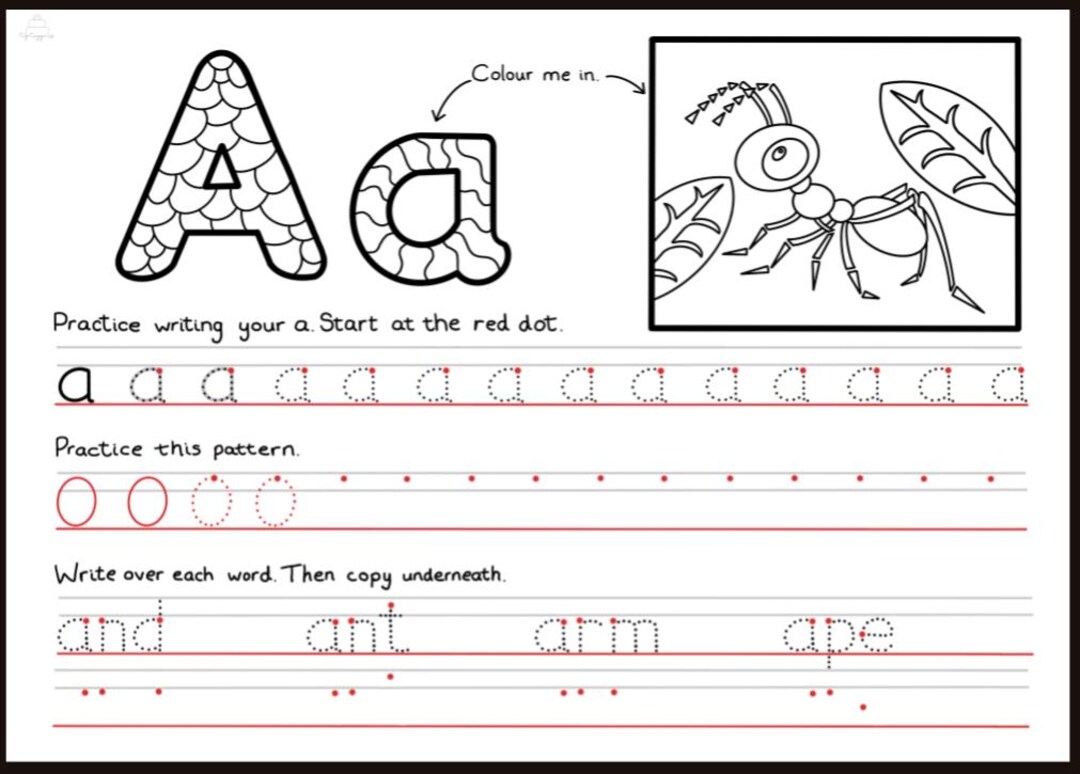 Fun Downloadable Handwriting Practice Sheet. Letter A. Key Stage 1. - Etsy