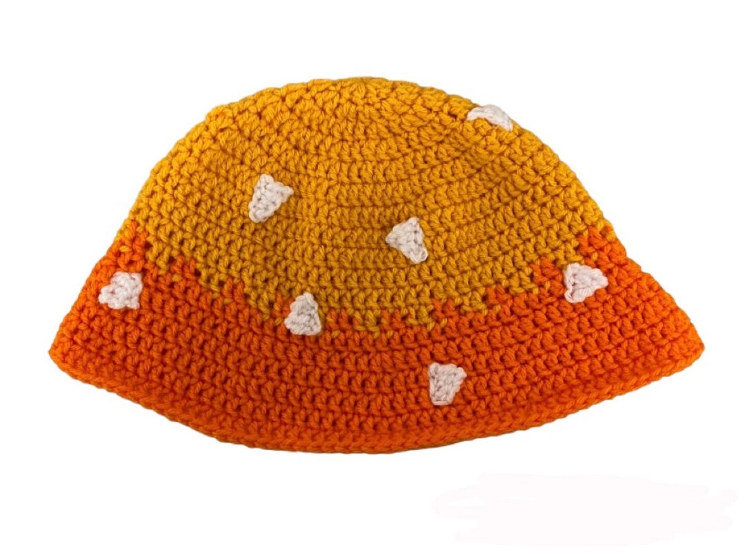 Yellow and Orange Thunder Anime Crocheted Bucket Hat, Anime Enthusiast ...