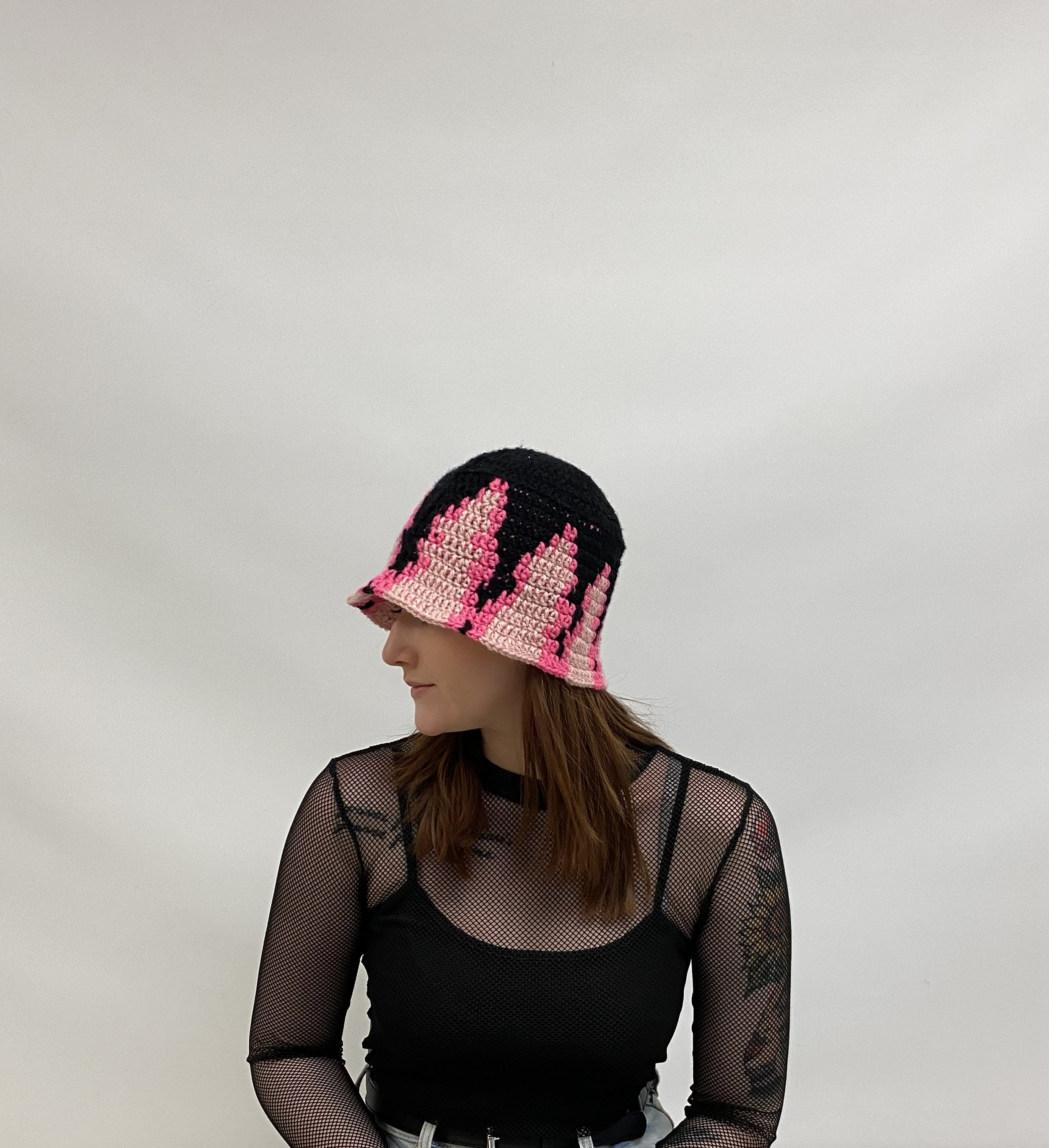 Pink Flame Anime Crocheted Bucket Hat, Anime Enthusiast Gift, Demon ...