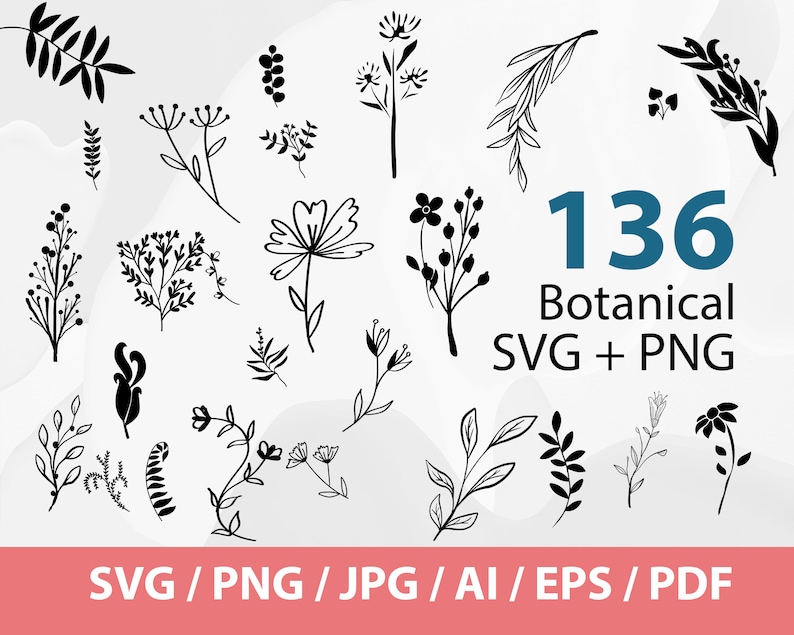 Botanical Svg Flower Svg Botanical Clipart Flower Clipart - Etsy