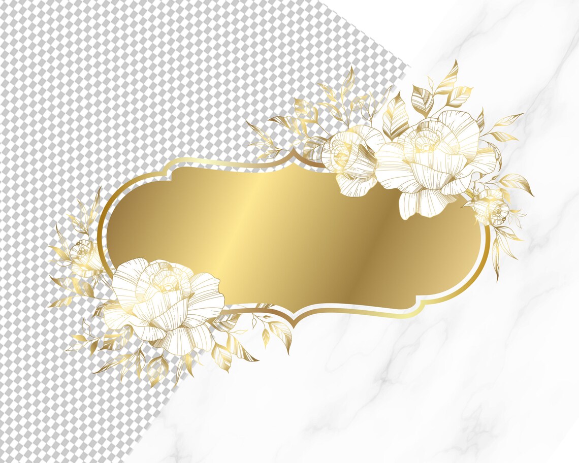 Golden Vintage Frame With Rose Flower Welcome to Our | Etsy