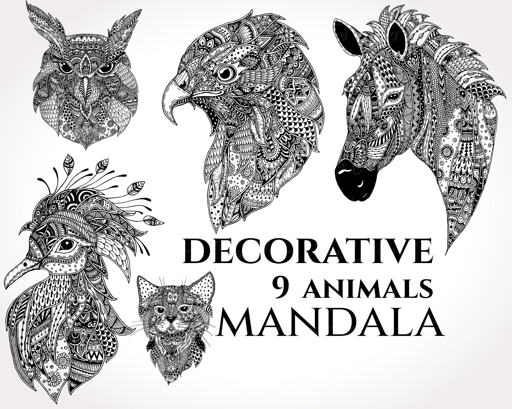 Decorative Animals Mandala Collection Animal Mandala - Etsy
