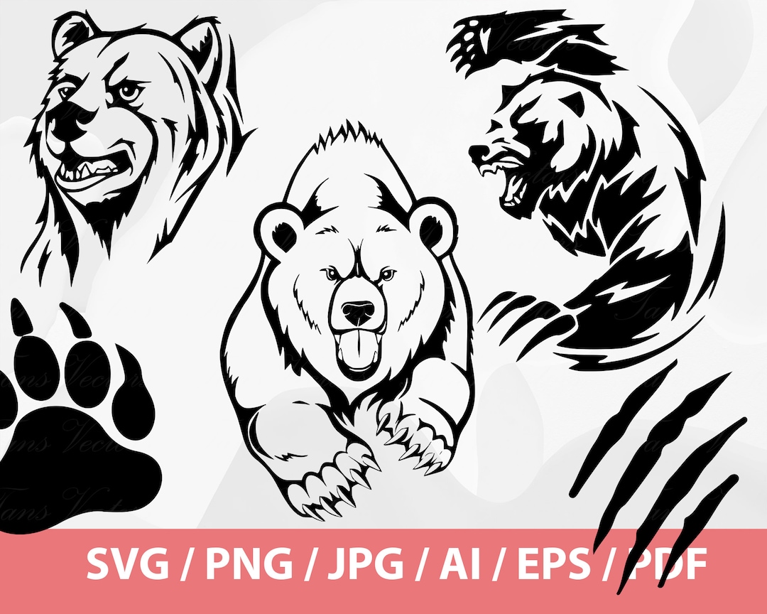 Bear SVG - Bear Silhouette Svg, Bear Svg File, Bear Claws, Wild Animals ...