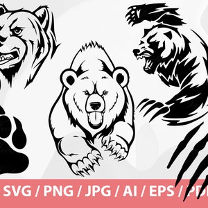 Bear SVG - Bear Silhouette Svg, Bear Svg File, Bear Claws, Wild Animals ...