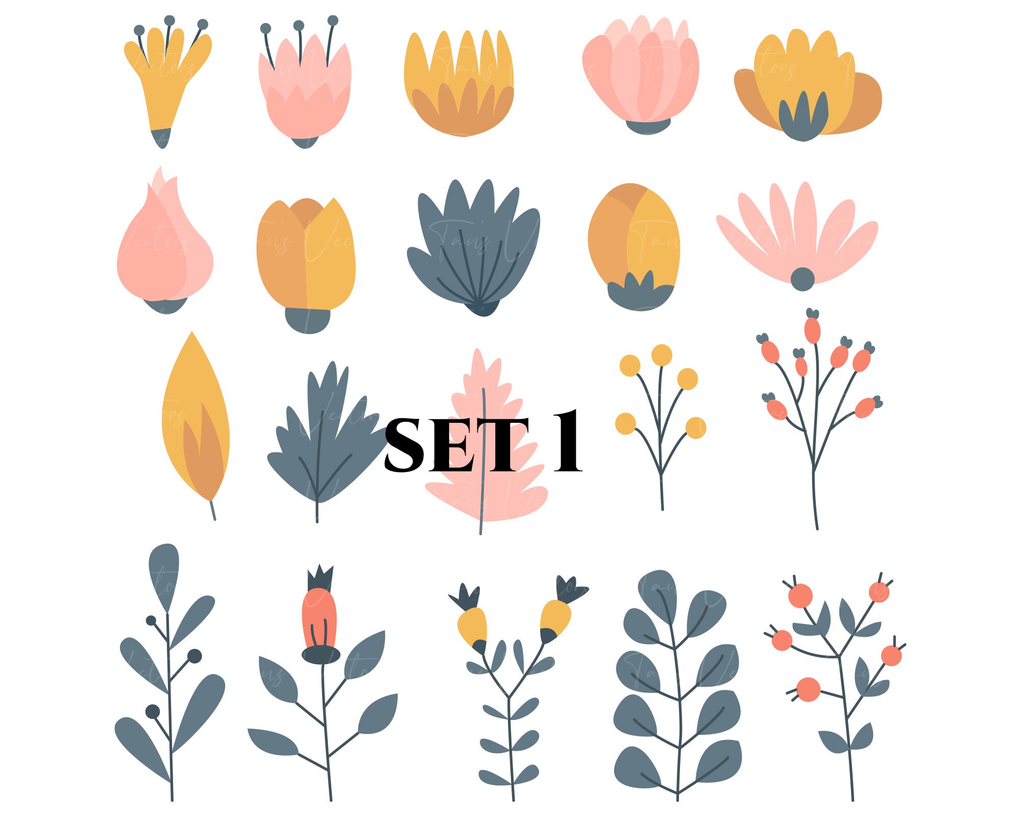 FLORAL SET - Wildflower Svg, Floral Svg, Colorful Flowers, Floral ...