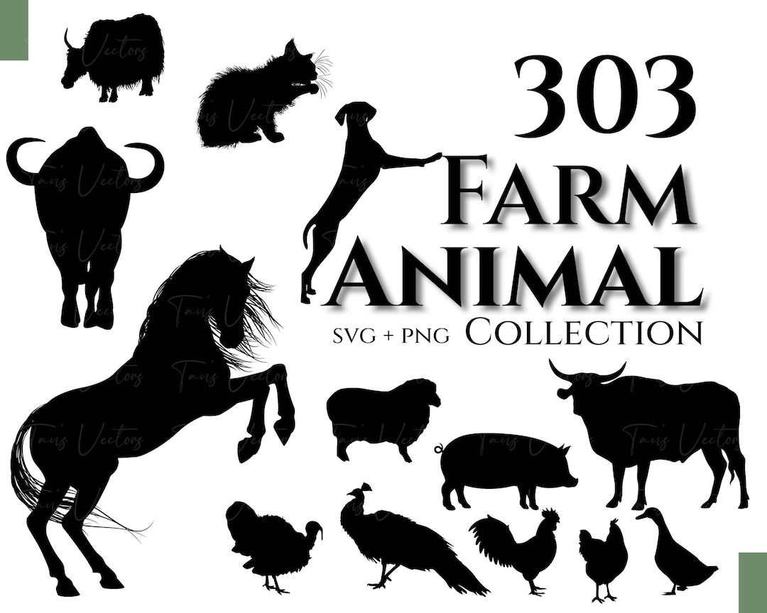 Farm Animal Collection - Farm Animal SVG, Animal Silhouette, Farm Life ...