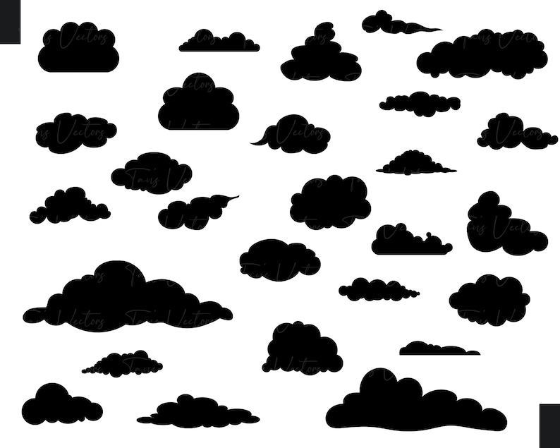 CLOUDS Silhouette Set Clouds Svg Cloud Clipart Cloud Svg - Etsy