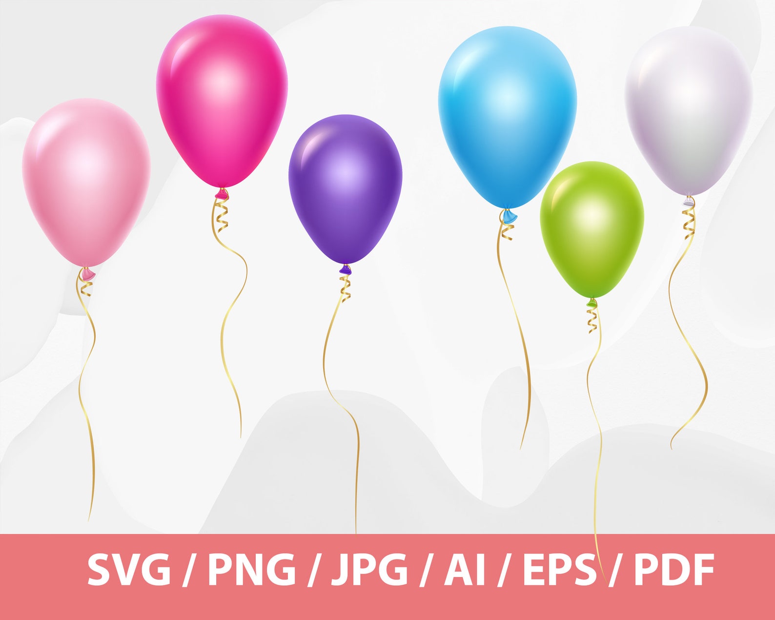 Balloons Clipart Party Clip Art Balloons in Single and - Etsy