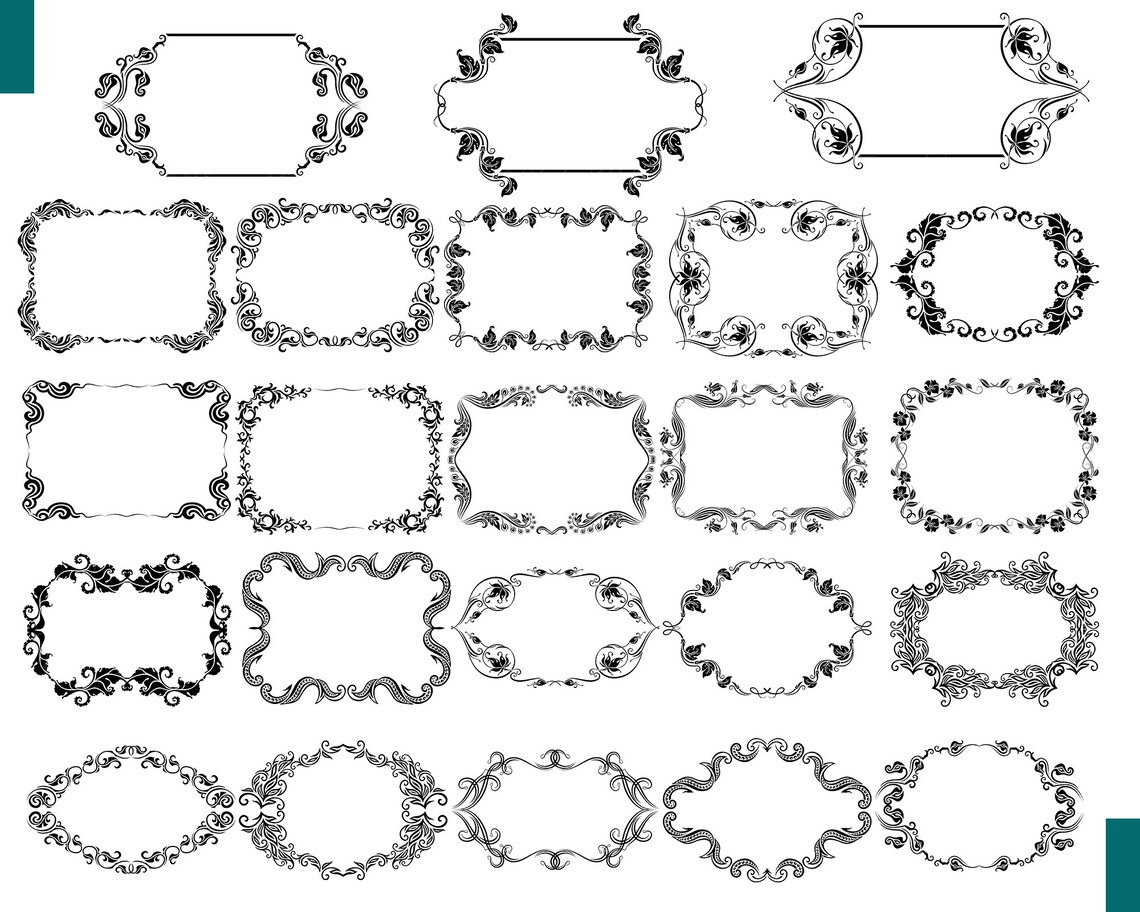 Decorative Frame SVG Rectangle Frame Svg Frame Svg Floral - Etsy