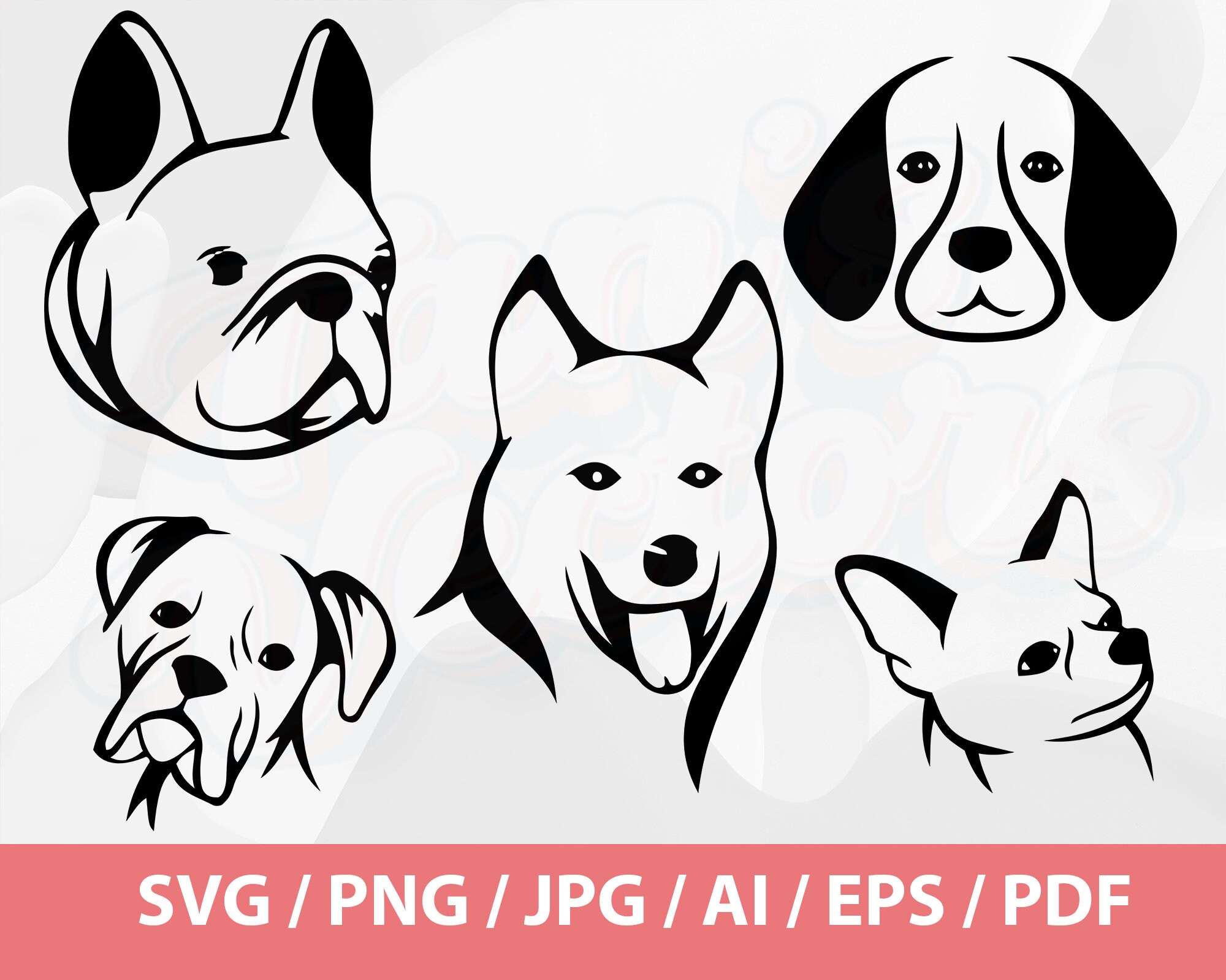 Perro Razas Silueta SET - Perro svg Bundle, Perro Silueta Svg Paquete ...